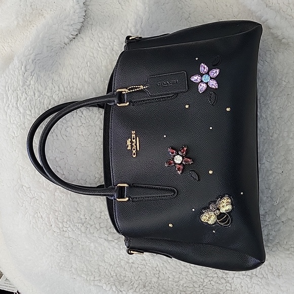 Coach | Bags | Coach Carryall Bag Black Pebble Leather With Embroidery ...